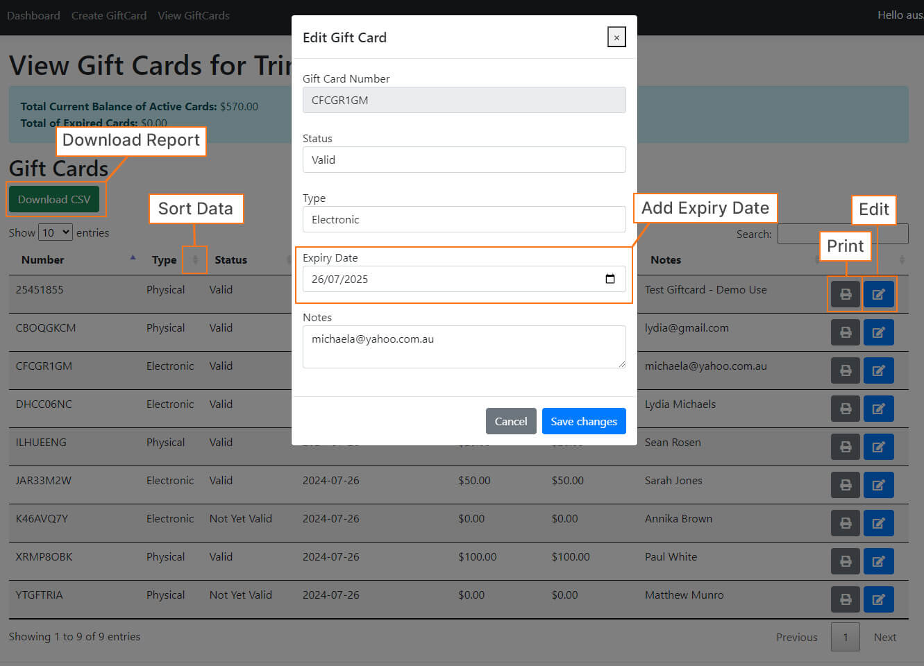 Gift Card Manager
