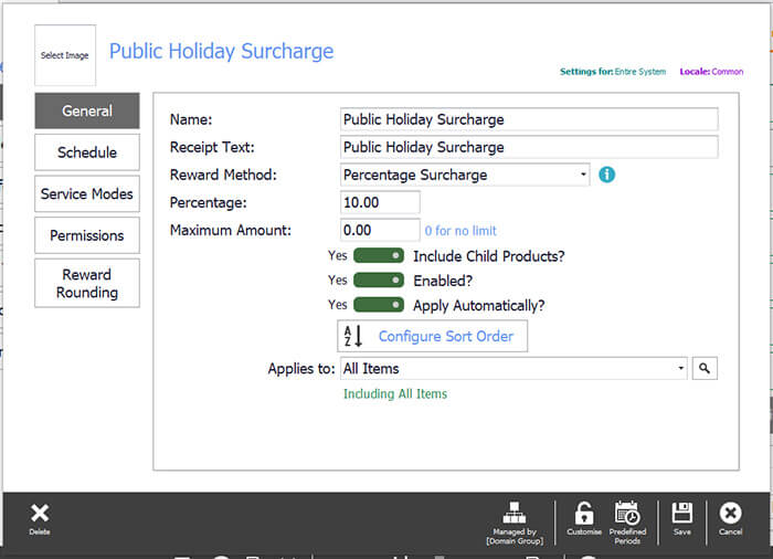 Setting up Surcharges