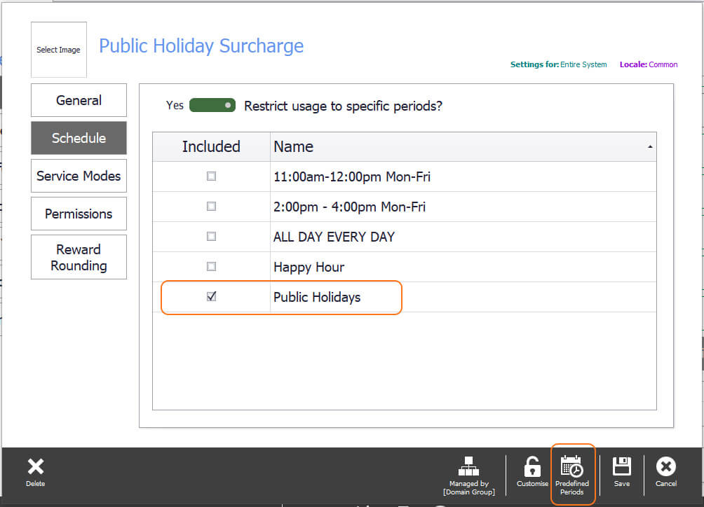 Setting up Surcharges